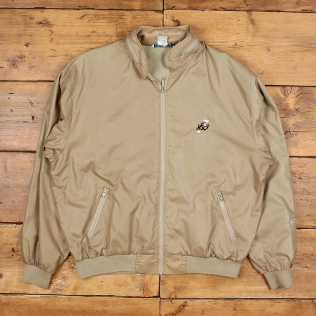 VINTAGE IZOD CLUB Windbreaker Jacket XL 90s Bomber Beige £34.99 ...