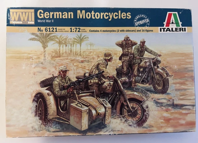 ITALERI 6121 1:72 German Motorcycles (4 motorbikes 2 with sidecars ...