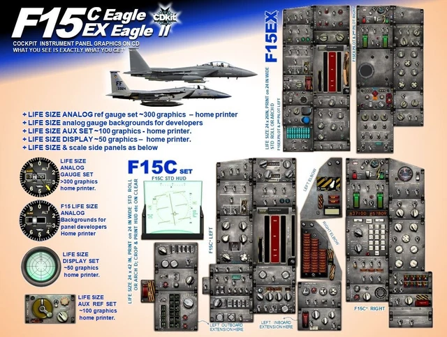 F15C + F15EX EAGLES COCKPIT instrument panel CDkit £34.38 - PicClick UK