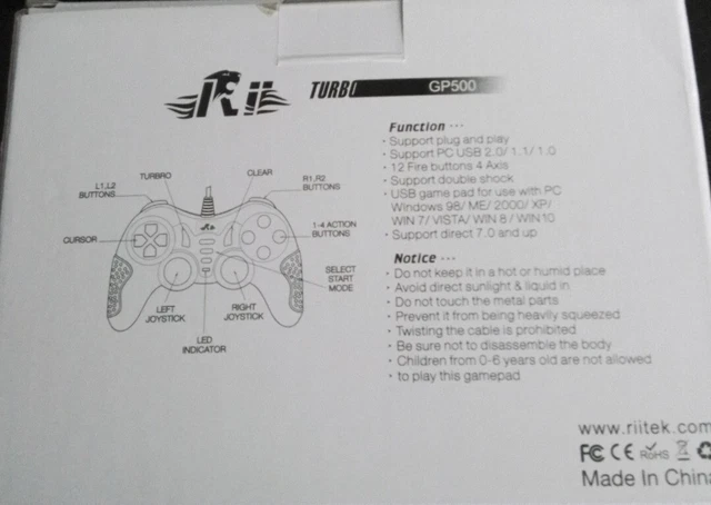 PC GAMING CONTROLLER GP500 Rii Turbo, Gaming Controllers Wired USB ...