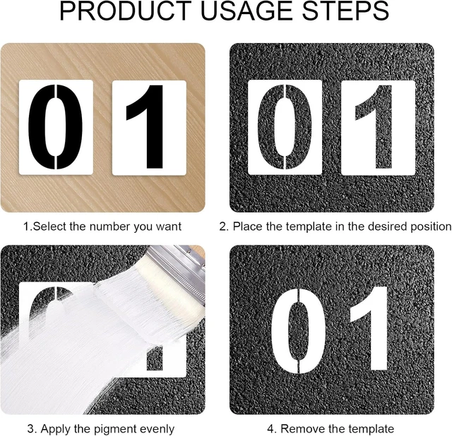 12 INCH 0 to 9 Large Number Stencils Set, 10 Pieces Reusable Plastic ...