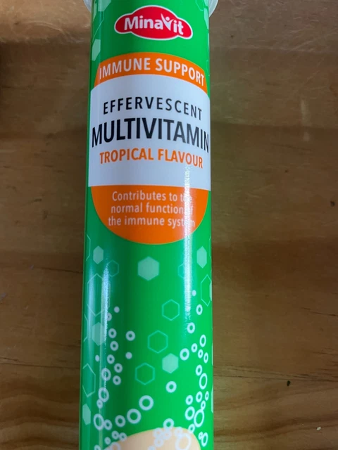 MINAVIT IMMUNE SUPPORT Effervescent Multivitamins Tropical Flavour £4. ...