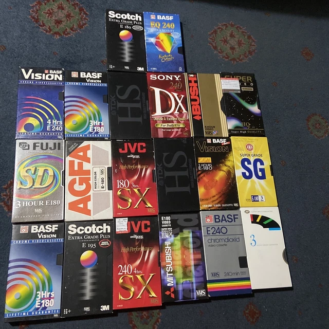 20 × REUSABLE VHS tapes. With TV Content from 80 /90s Onwards Mixed ...