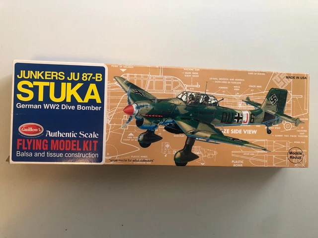 VINTAGE GUILLOWS JUNKERS JU 87-B Stuka Balsa Model Plane Kit 508 WW2 ...