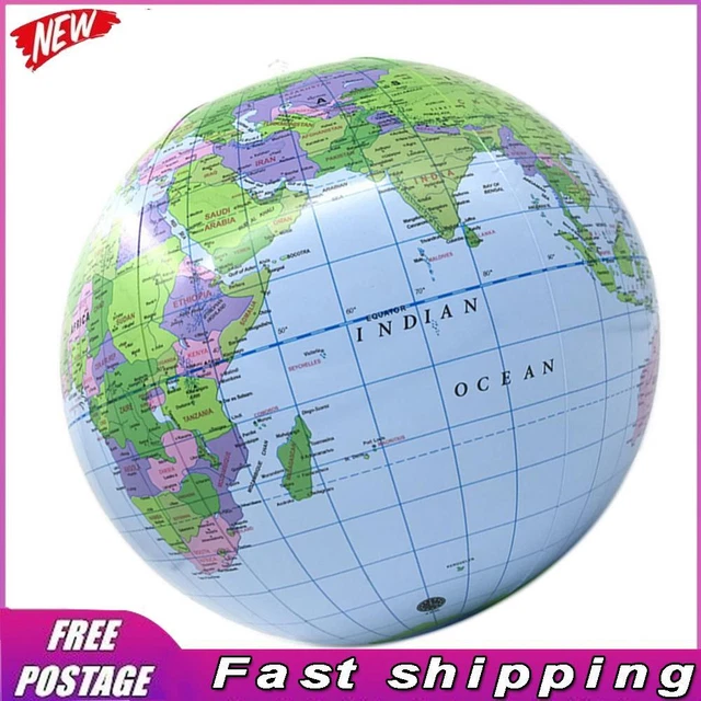 INFLATABLE GLOBE WORLD Earth Ocean Map Ball Geography Learning ...