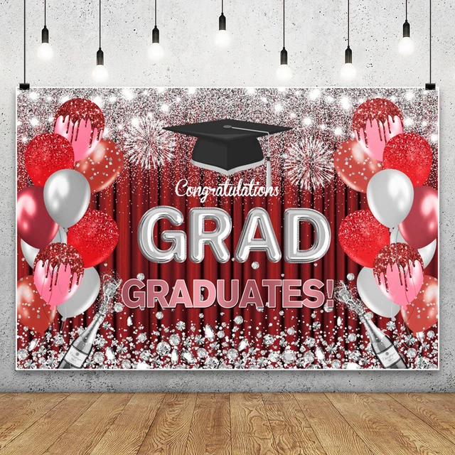 RED 2025 BACKDROP Congratulations Grad Graduation Photo Background ...