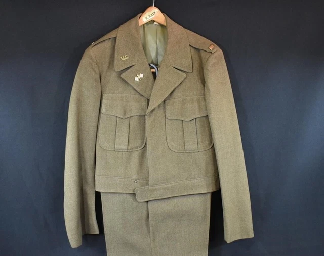 WWII US ARMY Uniform w Signal Corps Insignia Torch Pin Enamel £74.44 ...
