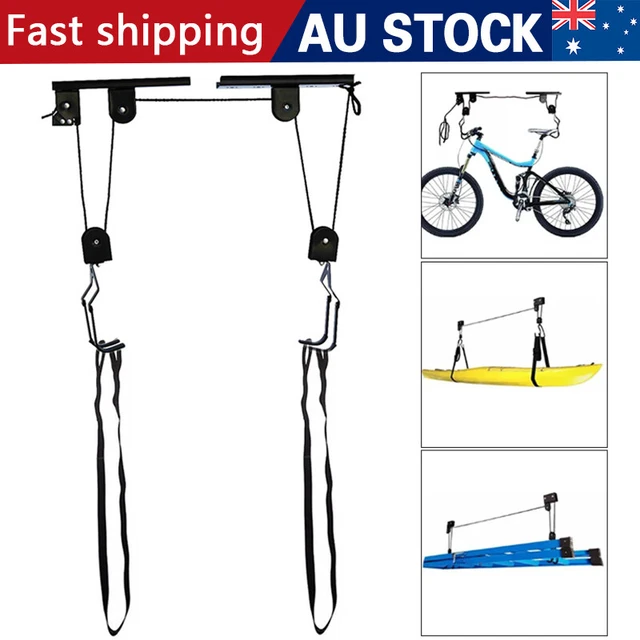 KAYAK HOIST BIKE Ladder Lift Pulley System Garage Ceiling Storage ...