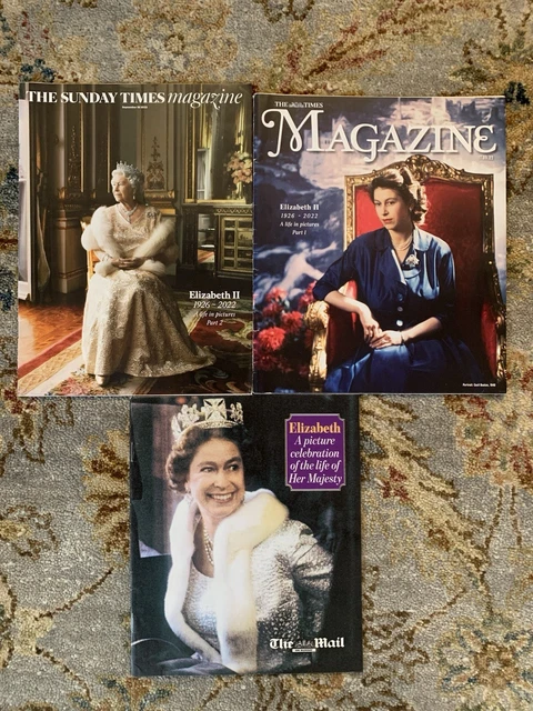 QUEEN ELIZABETH II - 3 x Collector's Issues Sunday Times, Times, Mail ...