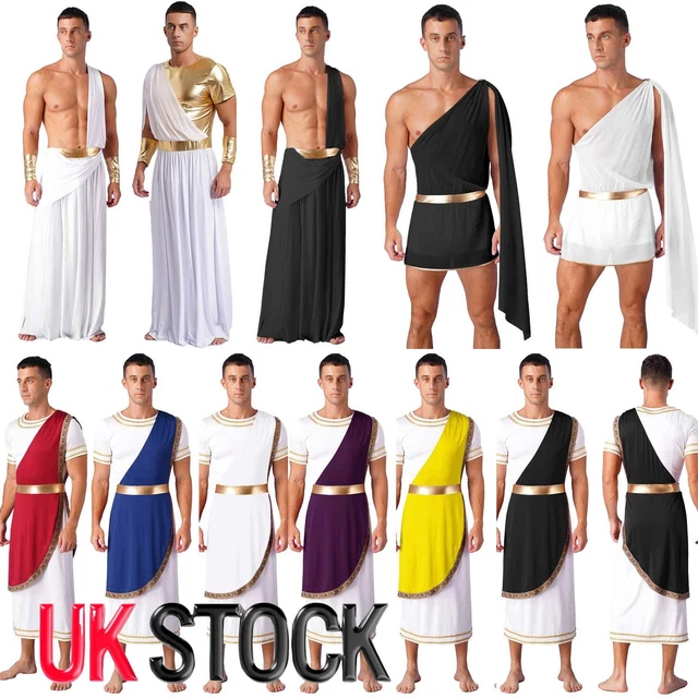 MENS GREEK GOD Toga Ancient Fancy Dress Mr. Toga Party Costume ...