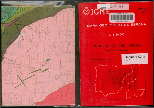 MAPA GEOLOGICO DE Espana. No. 853. Part 10-34. BURGUILLOS DEL CERRO. E ...