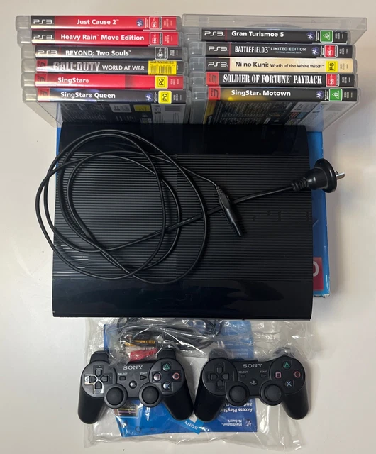 PLAYSTATION 3 500GB Super Slim Console 12x Game Bundle (Sony PS3) 2x ...