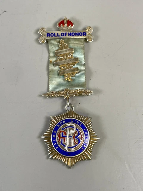 VINTAGE SILVER HALLMARKED Masonic RAOB Roll of Honor Honour Jewel Medal ...