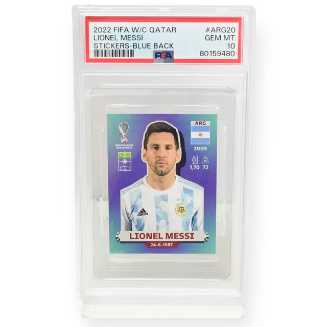 2022 FIFA W/C Qatar Sticker Lionel Messi #ARG20 PSA 10 / Blue Back £100 ...