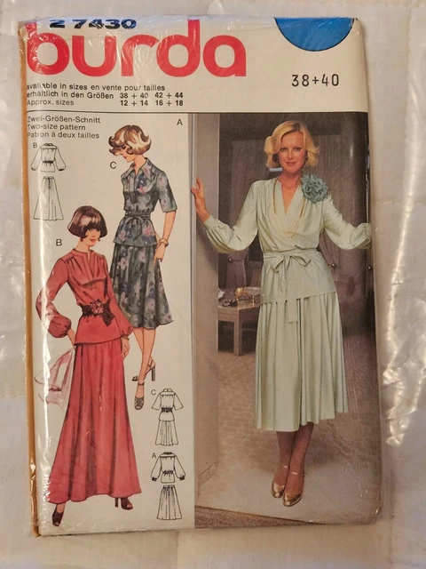 GENUINE 1970S DRESS sewing pattern Burda 27430 sizes 12 & 14 new bust ...