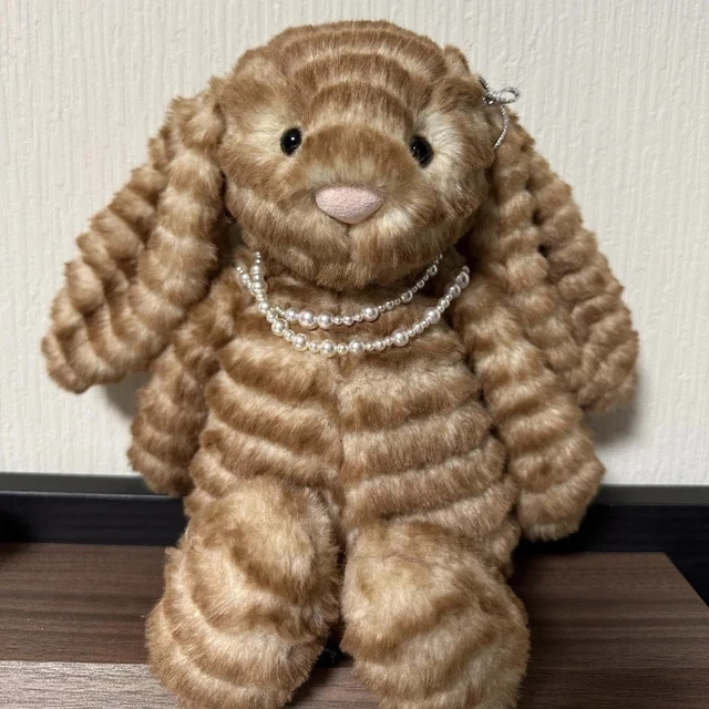 JELLYCAT LUXE BUNNY Juniper 31cm Striped Fur PLUSH Tags & dust Bag new ...