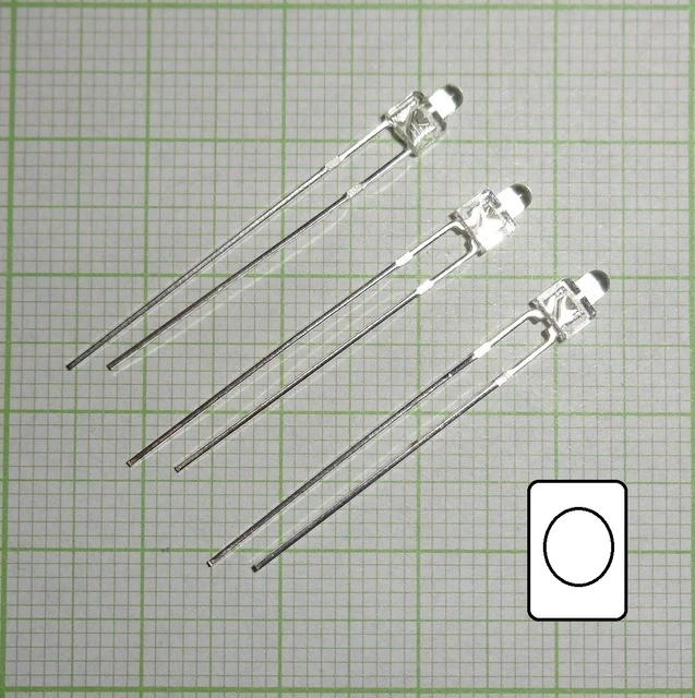 10 STÜCK WASSERKLAR Led 2mm weiß + Widerstand (gerundet) - E121c EUR 2 ...
