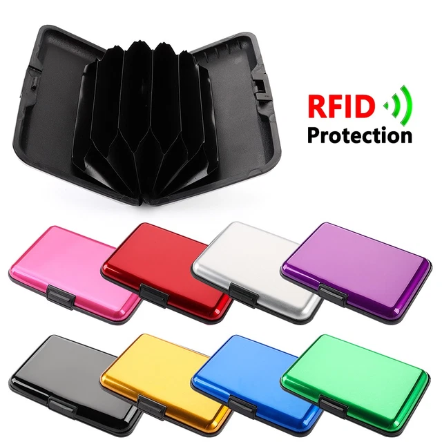 ALUMINUM RFID BLOCKING Coin Purse Credit Card Holder ID Card Case RFID ...