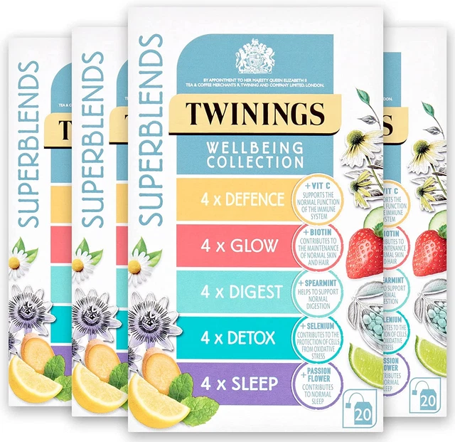 TWININGS SUPERBLENDS WELLBEING Collection Variety Pack, 80 mixed ...