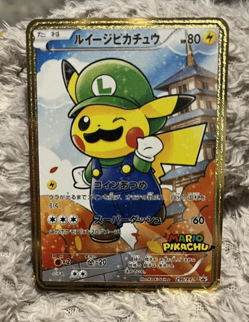 JAPANESE POKEMON MARIO Luigi Pikachu Gold Solid Metal Card £7.48 ...