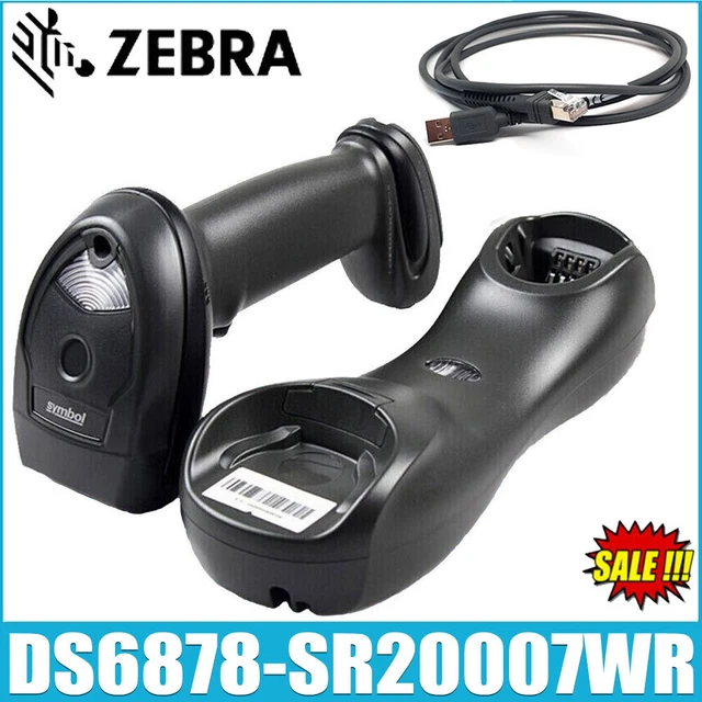 SYMBOL DS6878-SR20007WR WIRELESS Bluetooth 2D Barcode Scanner USB Kit W ...