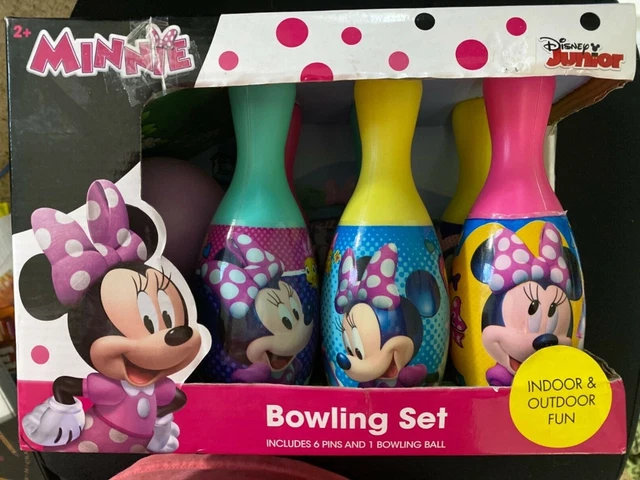 DISNEY JR. MINNIE Mouse BOWLING SET 6 Pins 1 Bowling Ball Indoor ...