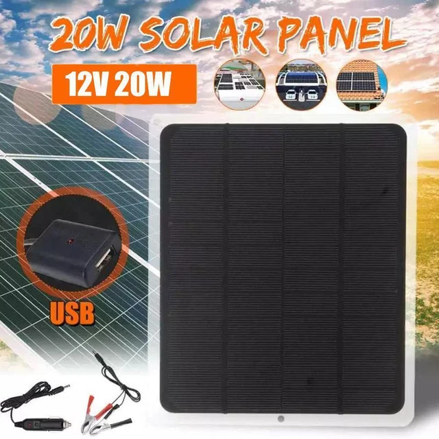 12V 20W SOLAR Panel Kit Trickle Charge Battery Charger RV Maintainer GX ...