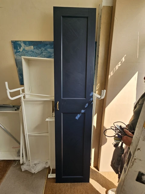 1 X IKEA Wardrobe Door Pax Grimo Dark Blue soft close hinges & handle ...