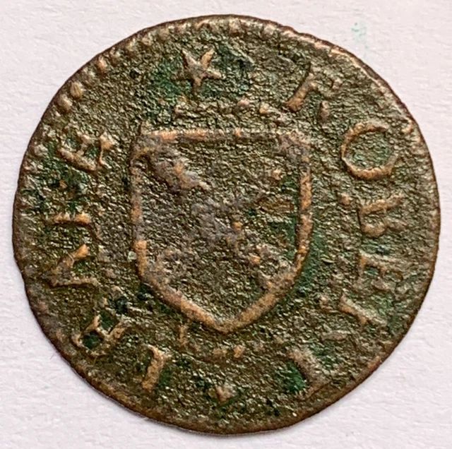 ROCHESTER, KENT TOKEN, Robert Leake farthing 1656 - W469 Private Arms £ ...
