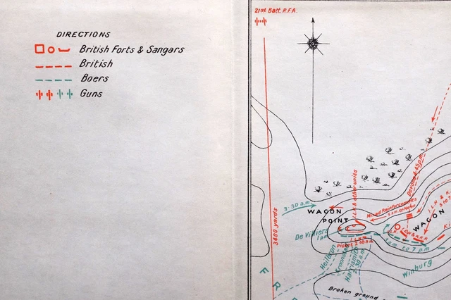 BOER GUERRE ERA Carte / Bataille Plan Attaque Sur Platrand 6 Jan 1900 ...