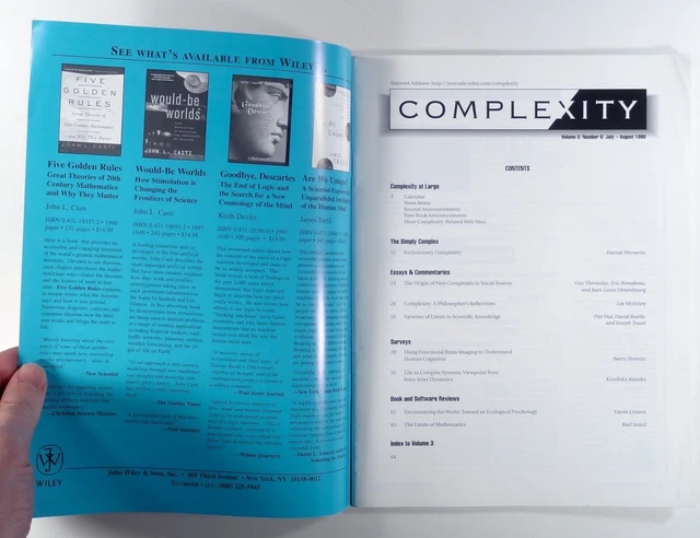 1998 COMPLEXITY SOCIAL Insects PHILOSOPHY OF SCIENCE brain imaging ...