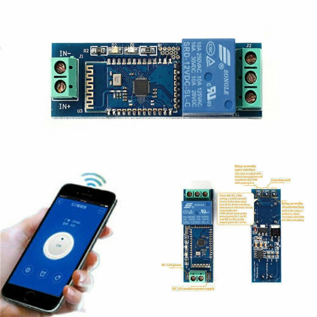 BLUETOOTH RELAY MODULE Remote Control Switch 12v IOT Wireless Module ...