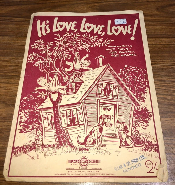 VINTAGE 1943 “IT’S LOVE, LOVE, LOVE!” by Mack David, Joan Whitney ...