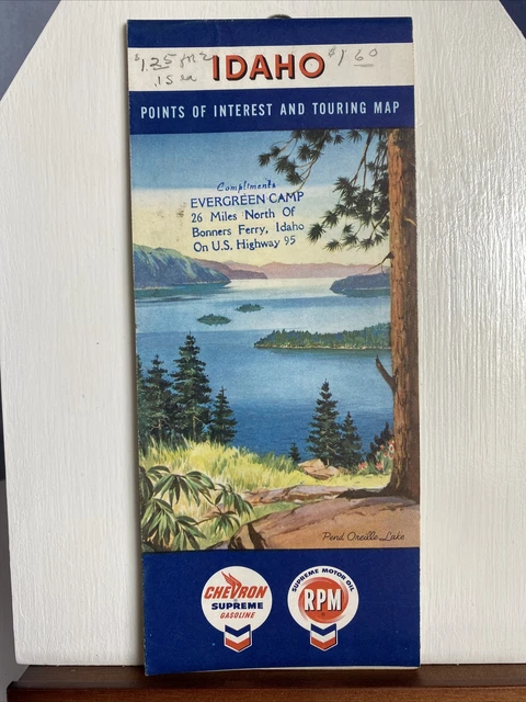 VINTAGE MAP/GUIDE. 1960’S CHEVRON Points Of Interest IDAHO PEND OREILLE ...