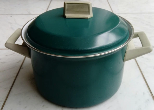 ALTER GROSSER KOCHTOPF, Topf, Vintage ca. 60er Jahre, Emaille grün ...