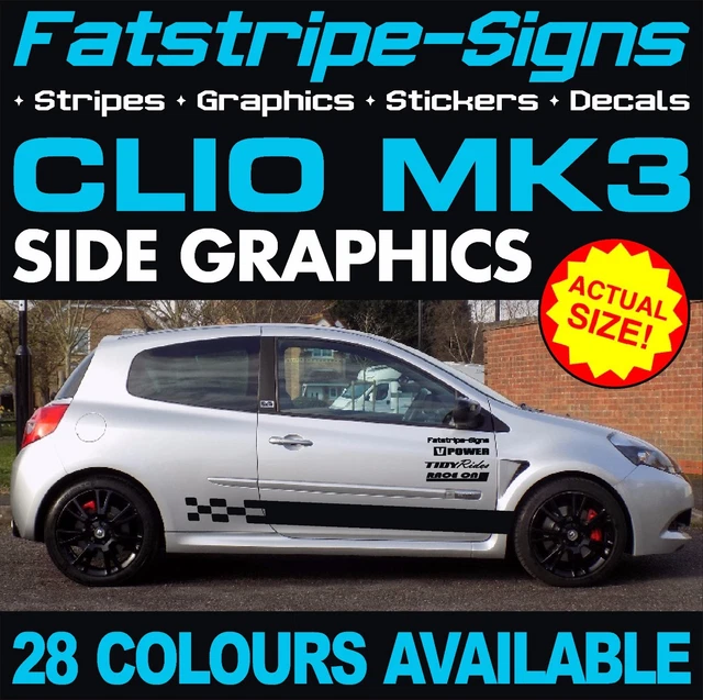 TO FIT RENAULT CLIO MK3 GRAPHICS STRIPES STICKERS DECALS 2.0 197 200 RS ...