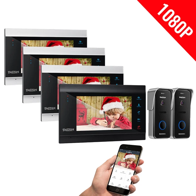 VIDEOCITOFONO WI-FI 1080P citofono campanello 1 famiglia con monitor ...