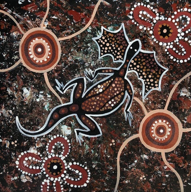 NEW BEAUTIFUL ABORIGINAL painting frill neck art hand painted in ...