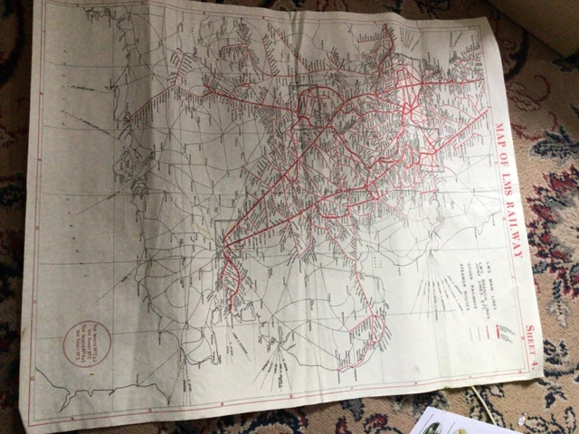 MAP OF LMS RAILWAY MAIN LINES / BRANCH LINES ECT 25” x 20” Year Unknown ...