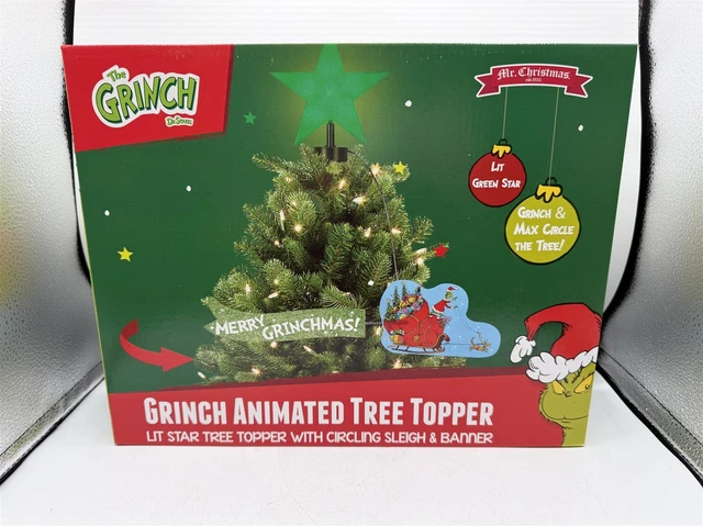 MR CHRISTMAS DR Seuss The Grinch Animated Christmas Tree Topper Lighted ...