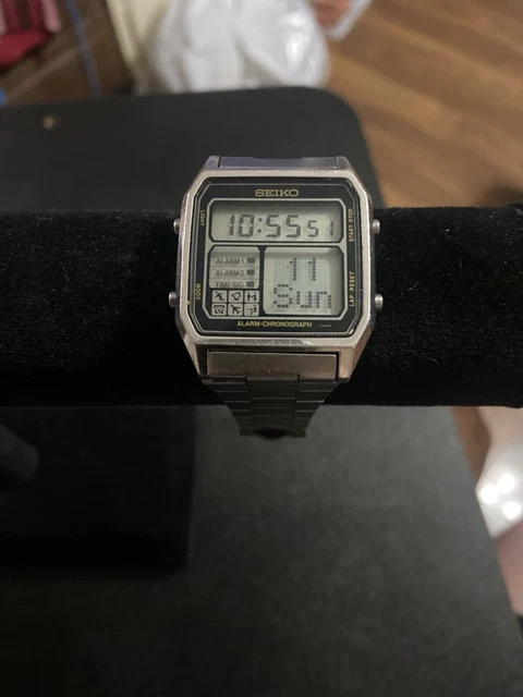 RARE SEIKO RUNNING Man D138-4000 Alarm Chronograph Stainless Watch New ...