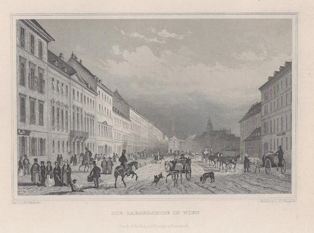 LOUIS HOFFMEISTER, DIE Jaegerzeile in Wien - Praterstraße - Stahlstich ...