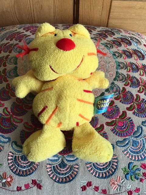 VINTAGE CHAD VALLEY Funtime Farm Yellow Red Cat Kitten Plush Soft Toy 6 ...