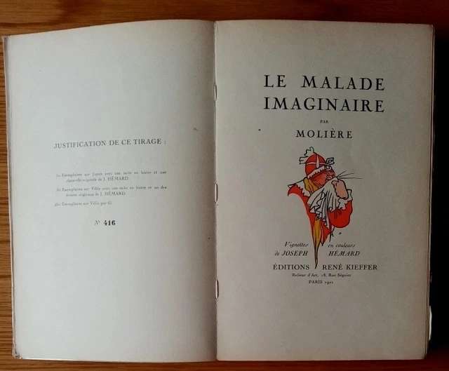 MOLIERE : LE MALADE IMAGINAIRE illustré par Joseph HEMARD - éd. KIEFFER ...