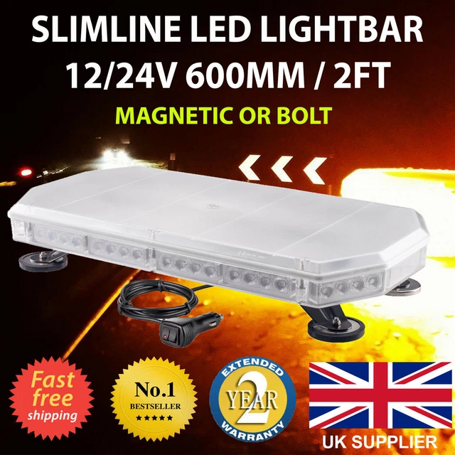 AMBER LED RECOVERY Light bar 600mm 12/24v Flashing Beacon Truck Light ...