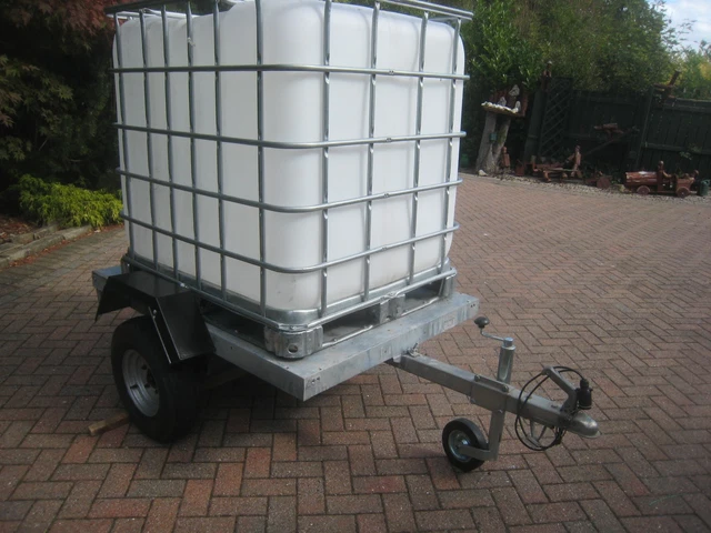 ERDE 142 WATER bowser trailer 1000 litre IBC tank, road lights, jockey ...