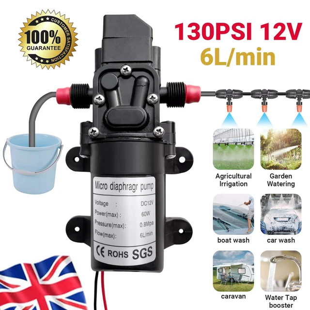 12V WATER PUMP Caravan Camper Motorhome High Pressure Water Pump 6L/Min ...