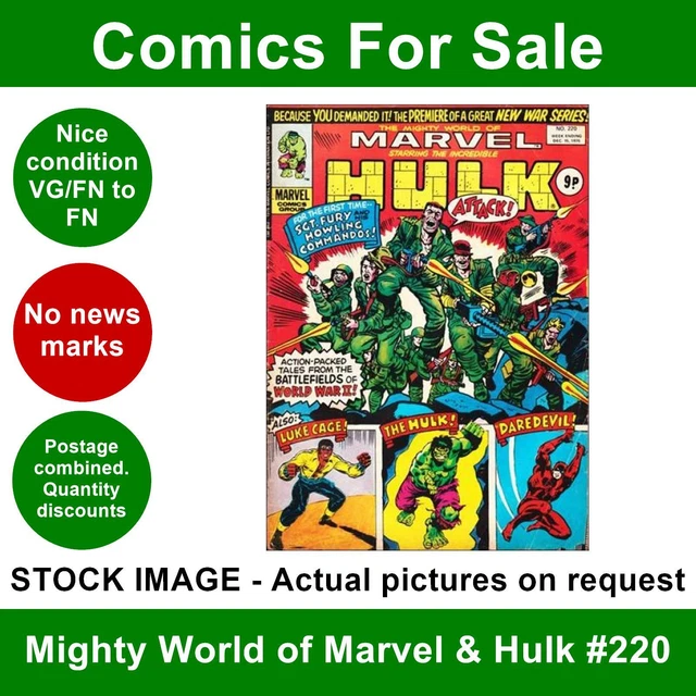 MIGHTY WORLD OF Marvel & Hulk #220 comic - VG/FN clean 1976 - Marvel UK ...