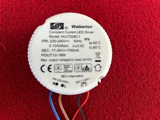 WAIBERLON HLV7026C1 LED Driver 700 mA Trafo für LED Transformator rund ...