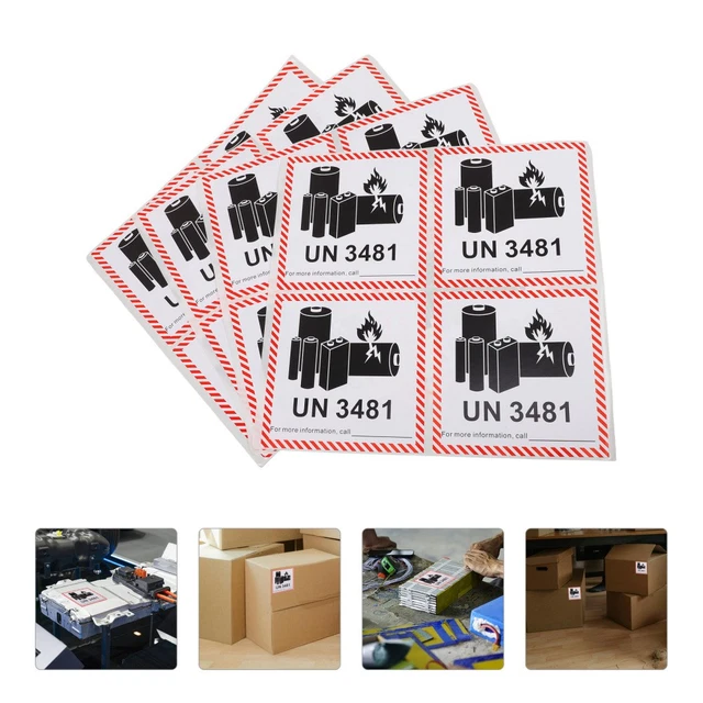 100 PCS WATERPROOF Labels Batteries Battery Packaging Warning Stickers ...
